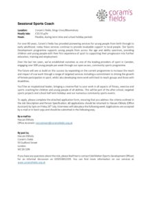 Job Advert – Sessional Sports Coach. – Coram's Fields
